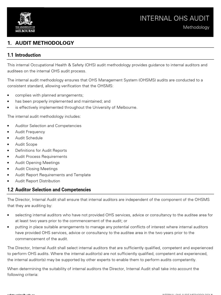 Internal OHS Audit Methodology | PDF | Auditor's Report | Occupational ...