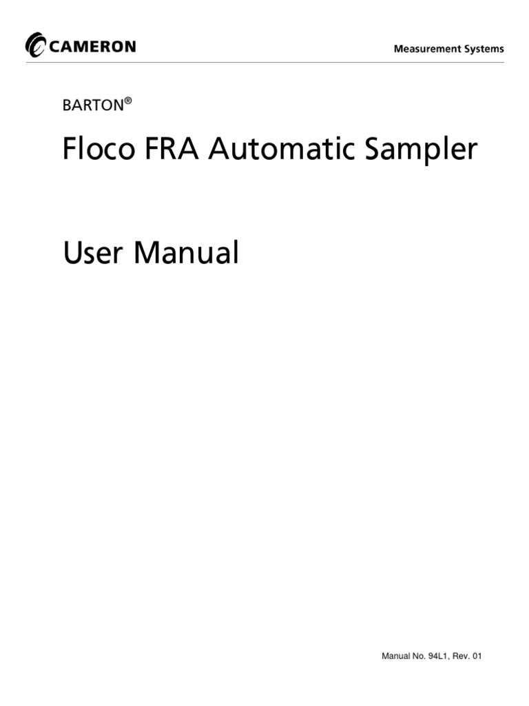 Barton Floco Fra Automatic Sampler User Manual | PDF | Civil Law (Legal ...