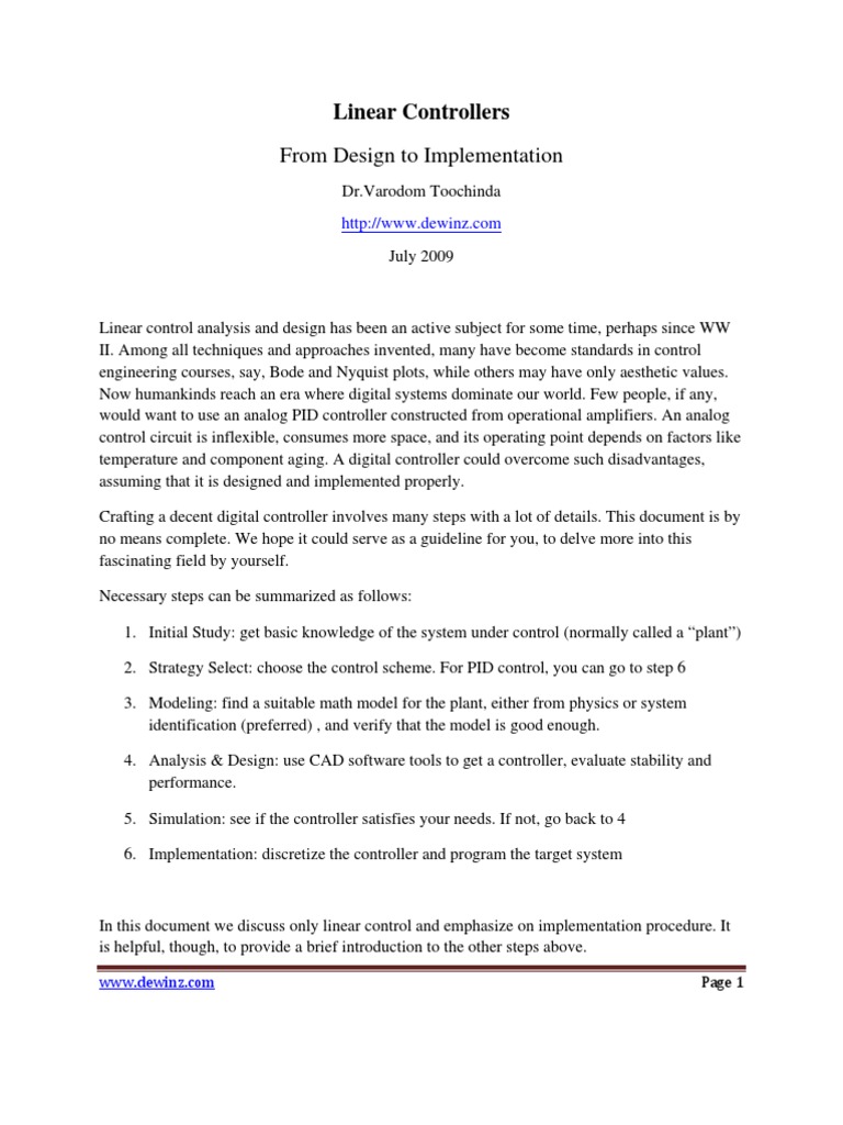 Linear Control | PDF | Control Theory | Sampling (Signal Processing)