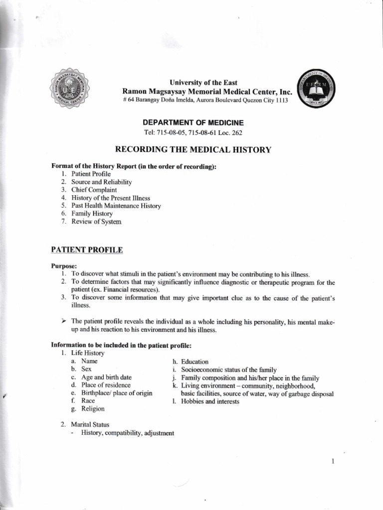 PE and HX Taking Handout | PDF | Symptom | Pain