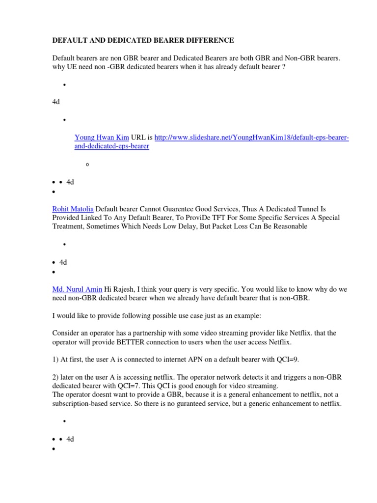 Default and Dedicated Bearer Difference | PDF | Quality Of Service ...