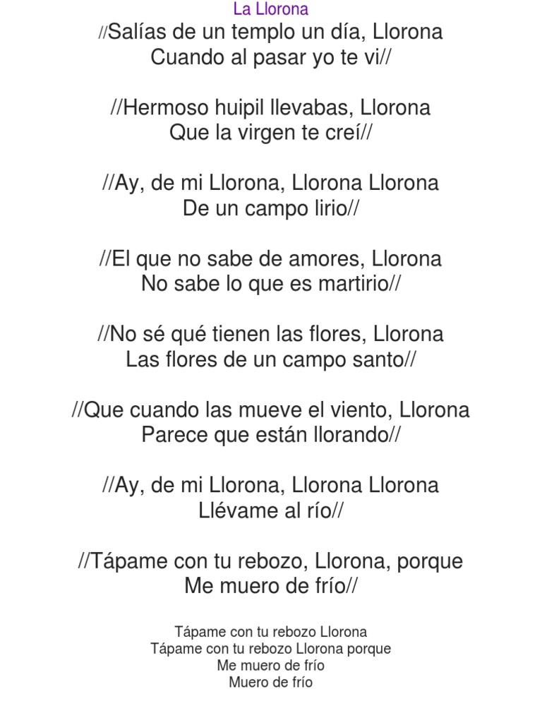 Letra de La Llorona | PDF