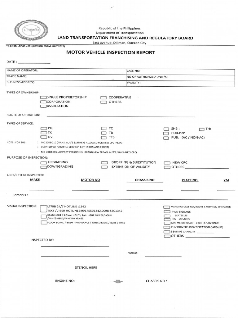 F. Unit Inspection Form PDF | PDF