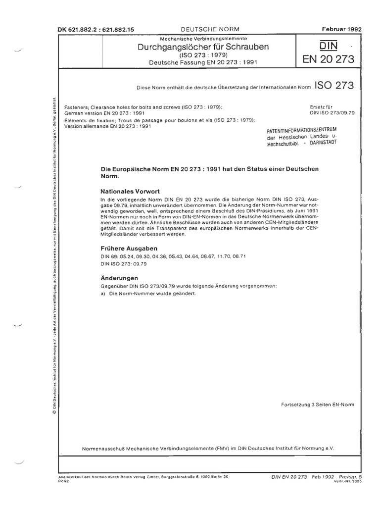 Din en 20273 1992-02 PDF | PDF