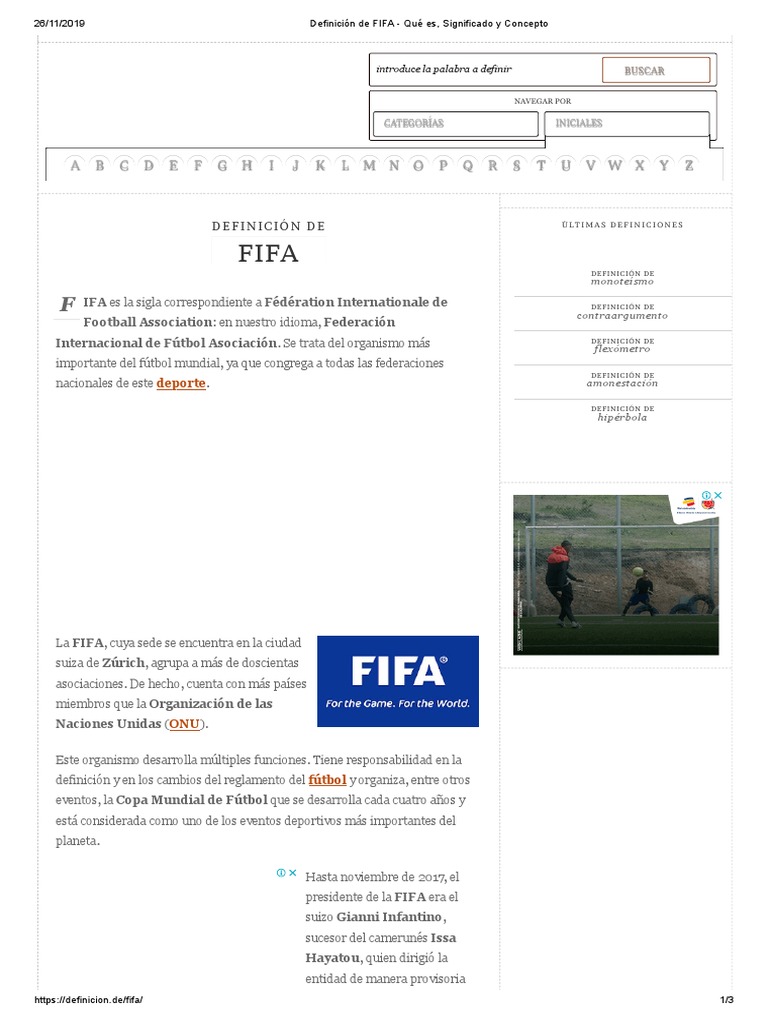 Definición de FIFA - Qué Es, Significado y Concepto | PDF | FIFA ...