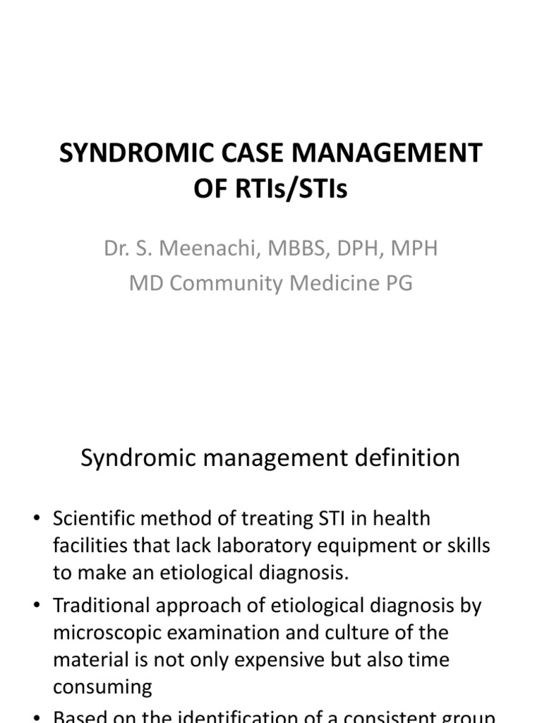 Syndromic Management of STDs | PDF | Sexually Transmitted Infection ...