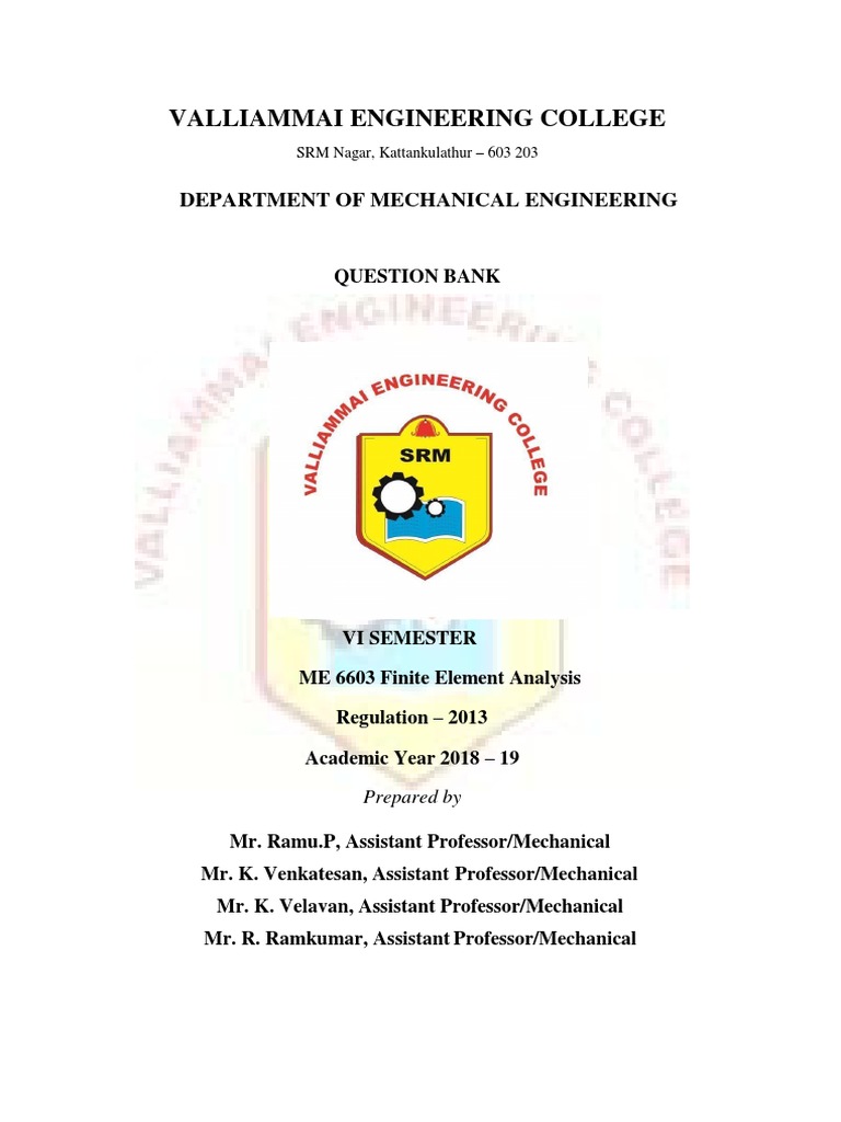 Finite Element Analysis QBank | PDF | Finite Element Method | Linear Elasticity