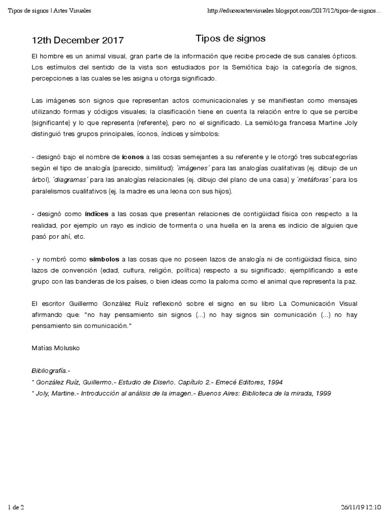 Tipos de Signos - Artes Visuales | PDF | Los símbolos | Analogía