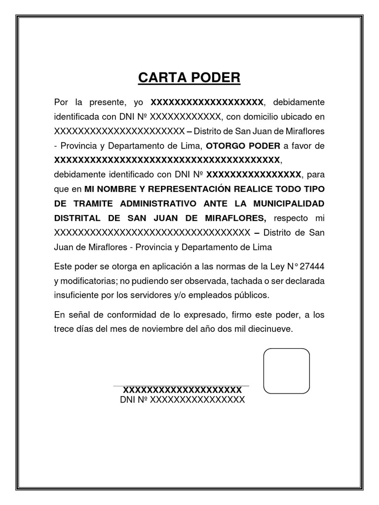Modelo de Carta Poder para Trámites | PDF