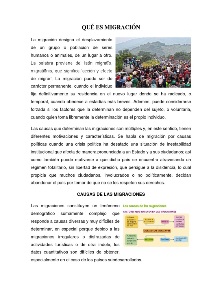Que Es y Tipos de Migraciones | PDF | Migración humana | Emigrantes