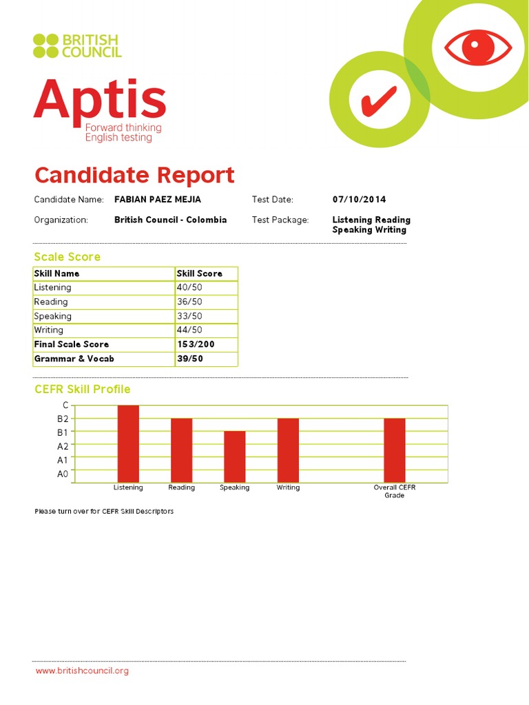 Aptis Certification Results Overview | PDF | Speech | Sentence ...