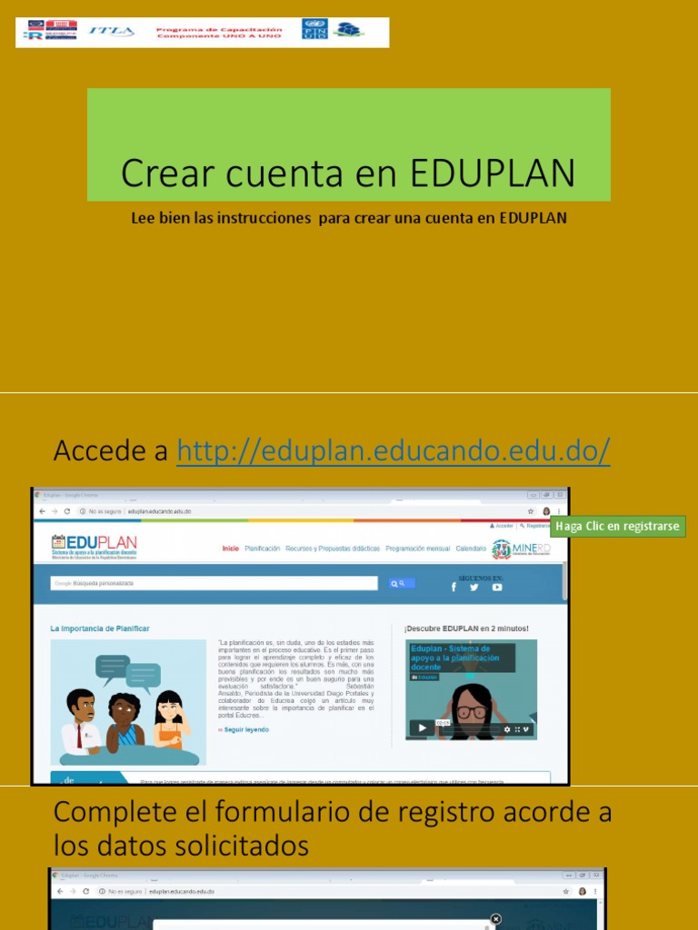 Crear Cuenta en EDUPLAN PDF | PDF