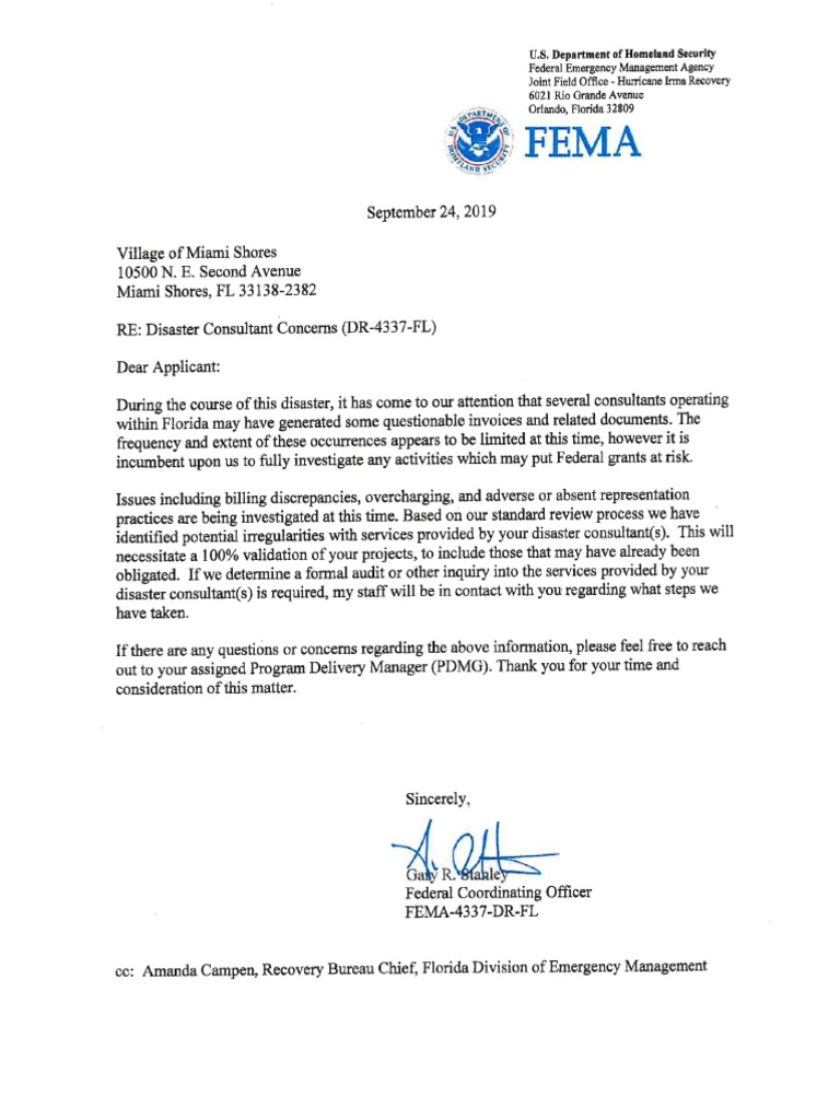 FEMA Letters to Village (Snail Mail)