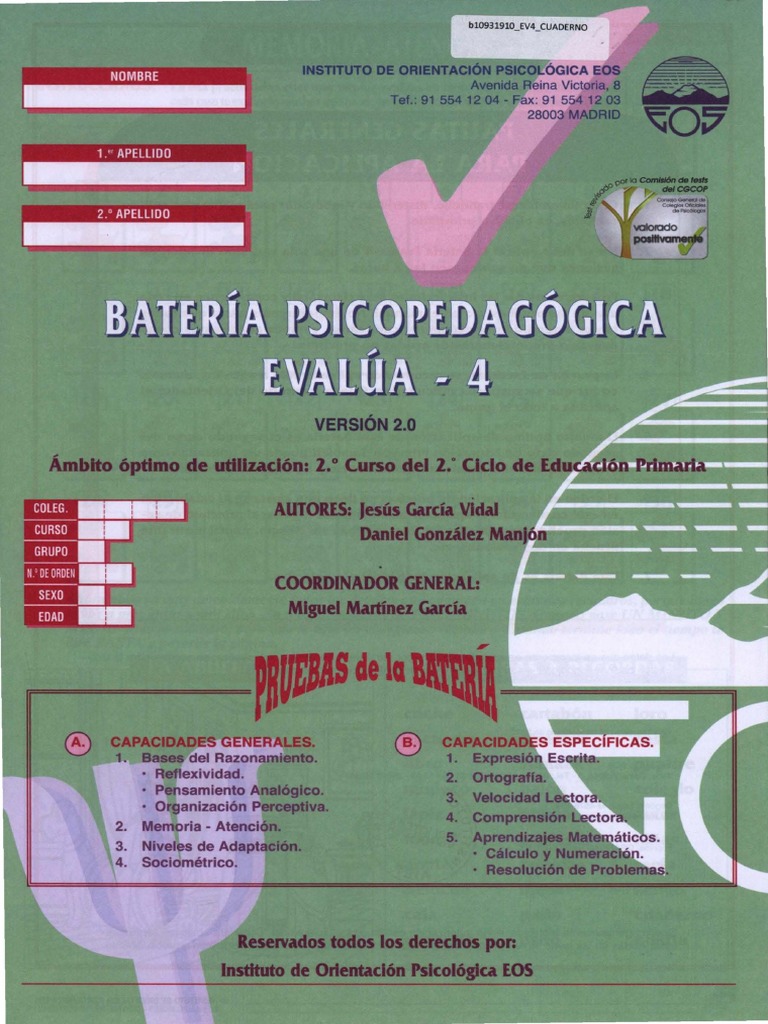 Cuadernillo Evalua 4 | PDF