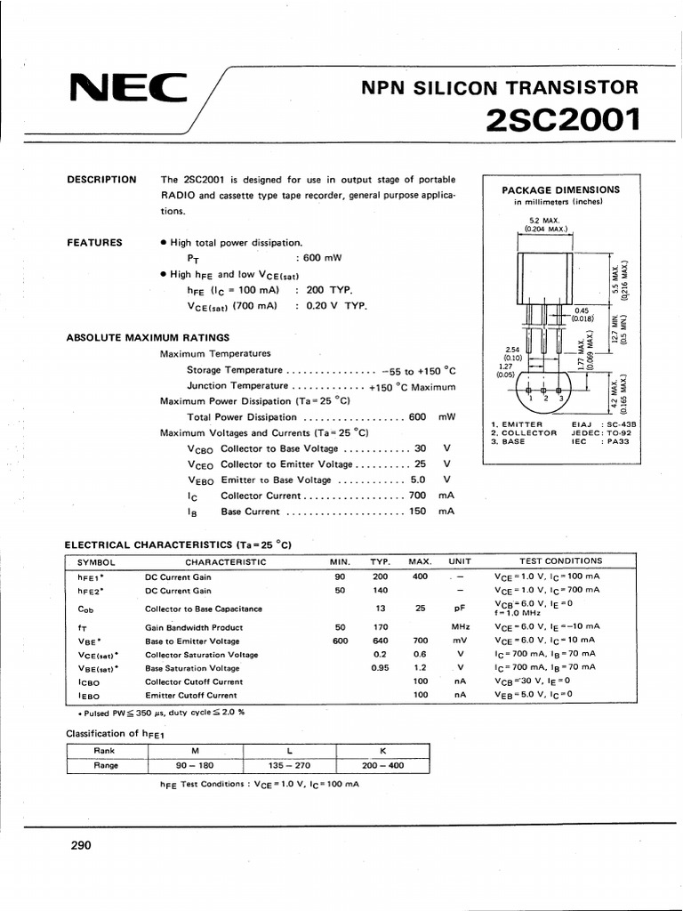 Transistor Datasheet | PDF