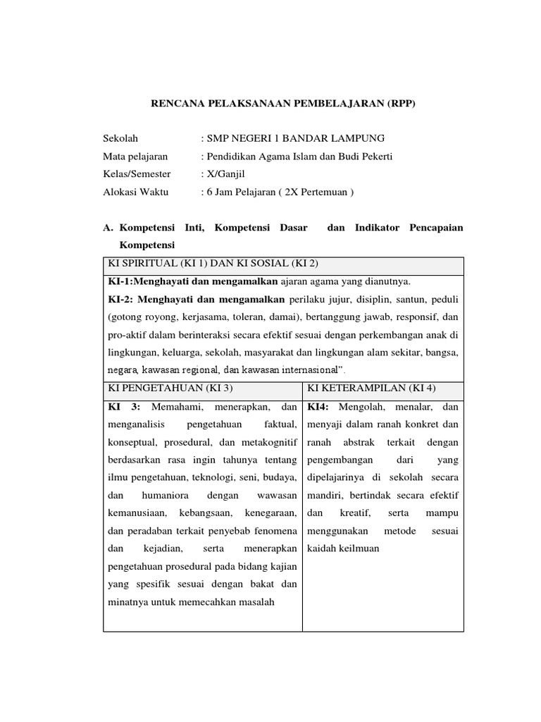 Rencana Pembelajaran Akidah Akhlak | PDF