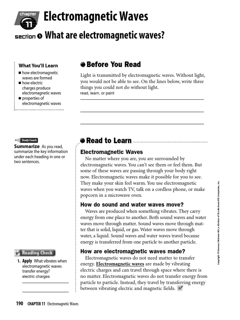 CH 11 Section 1 Reading Essentials | PDF | Electromagnetic Radiation ...