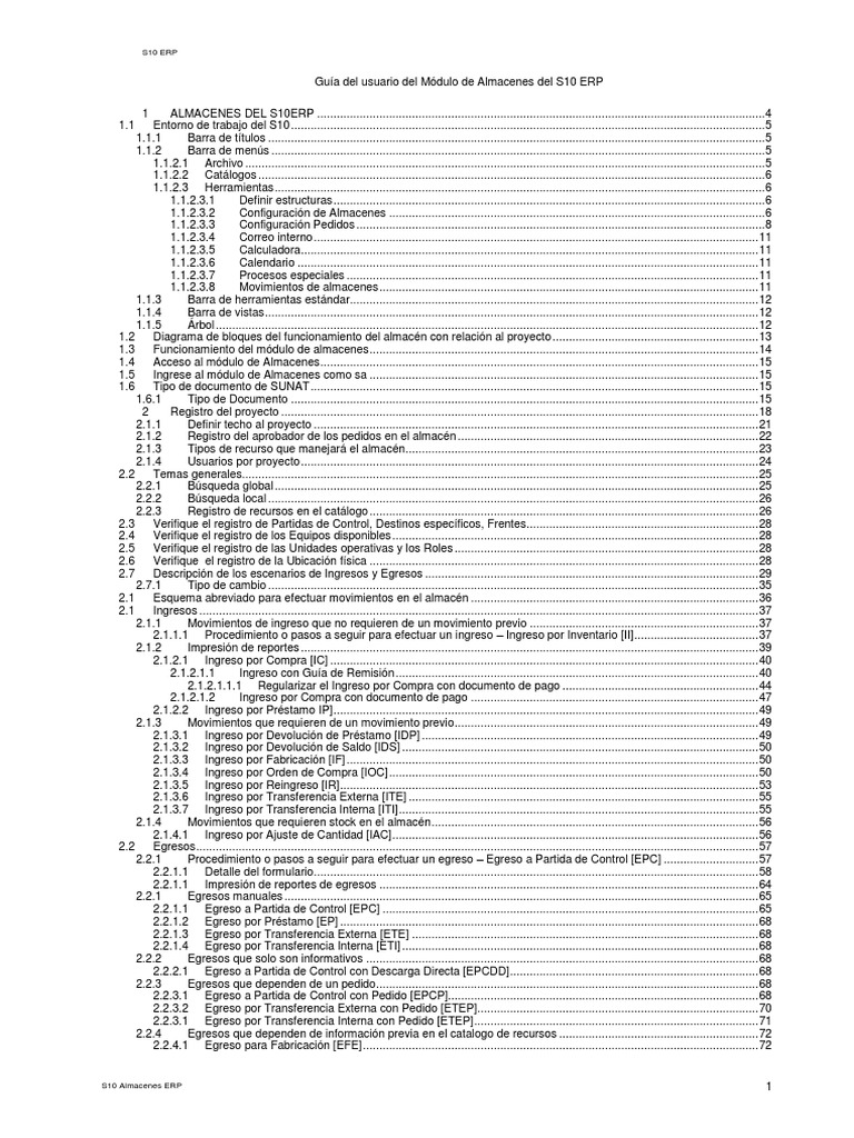 Guía del Módulo de Almacenes S10 ERP | PDF | Planificación de recursos ...