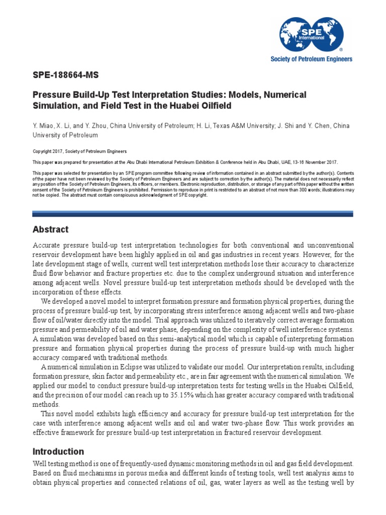 SPE - PBU Test Interpretation Studies - Model, Numerical Simulation ...