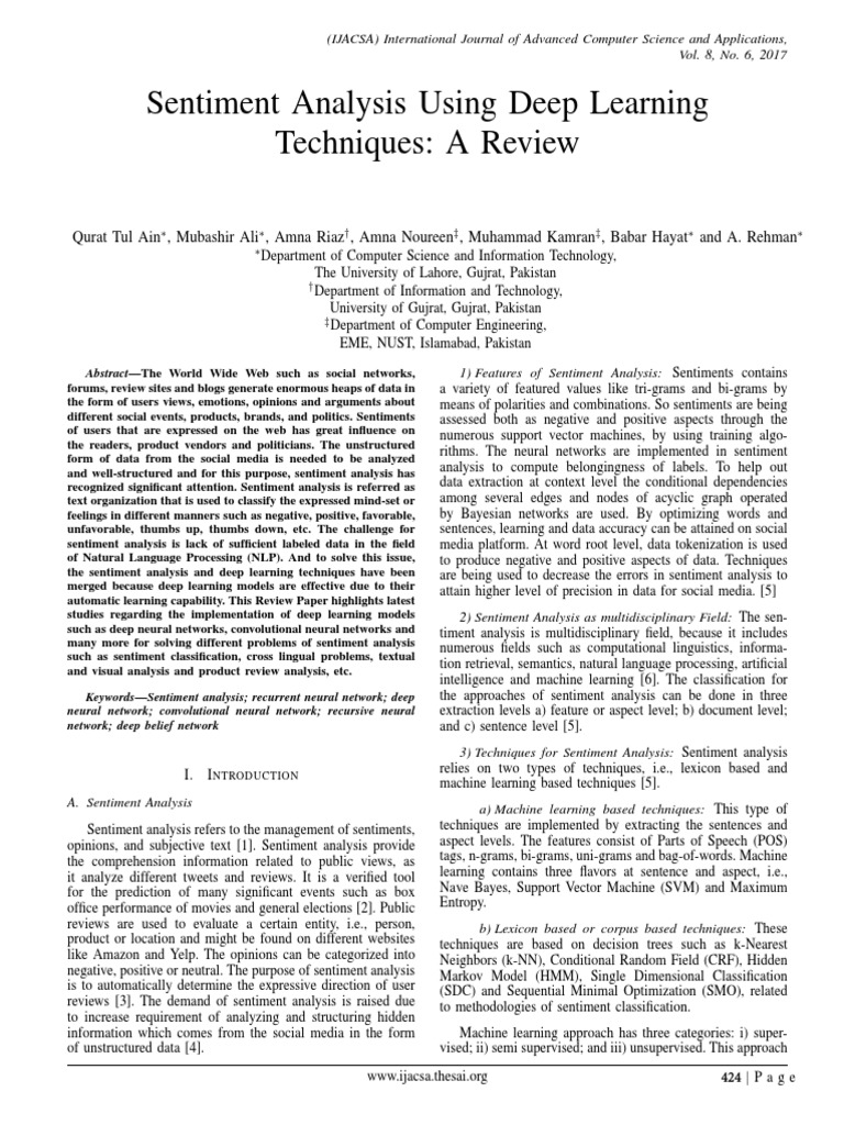 Sentiment Analysis Using Deep Learning | PDF | Deep Learning ...