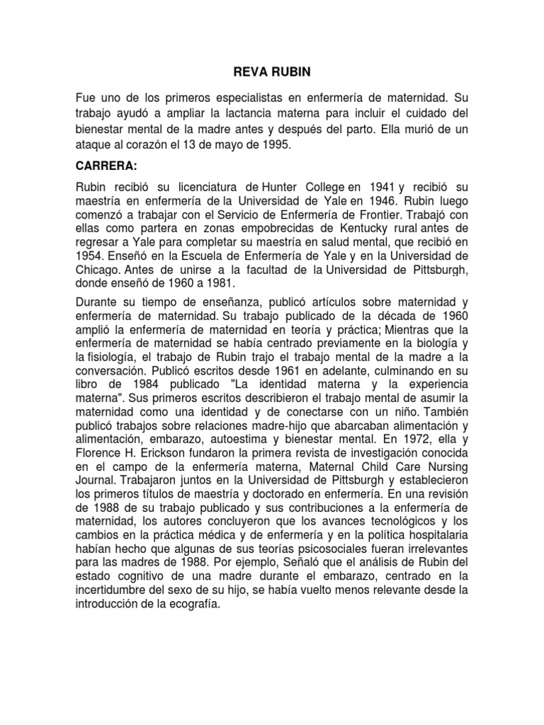 Reva Rubin | PDF | Enfermería | Cuidado de la salud