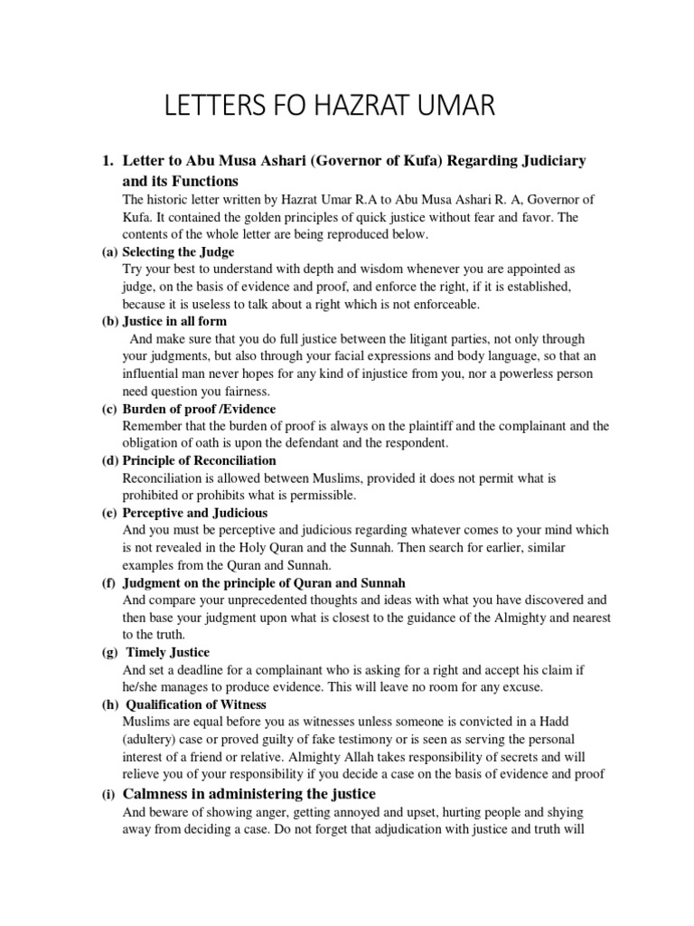 Letters Fo Hazrat Umar | PDF | Umar | Ali