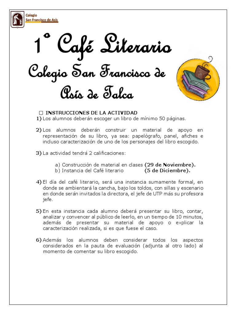 Actividad de Café Literario Escolar | PDF | Comunicación | Cognición