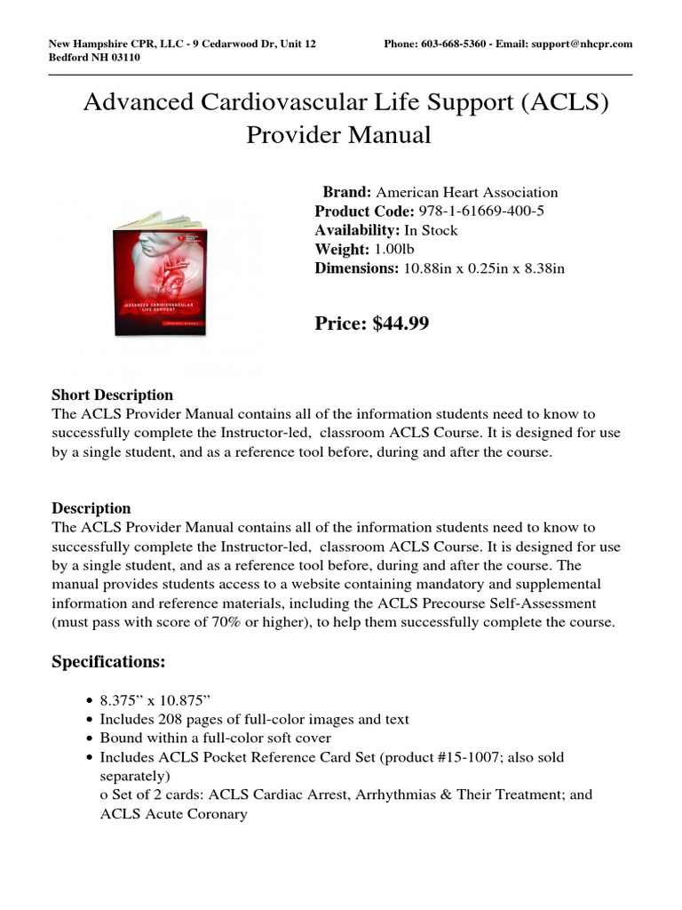 ACLS Provider Manual Overview | PDF | Internal Medicine | Medical ...