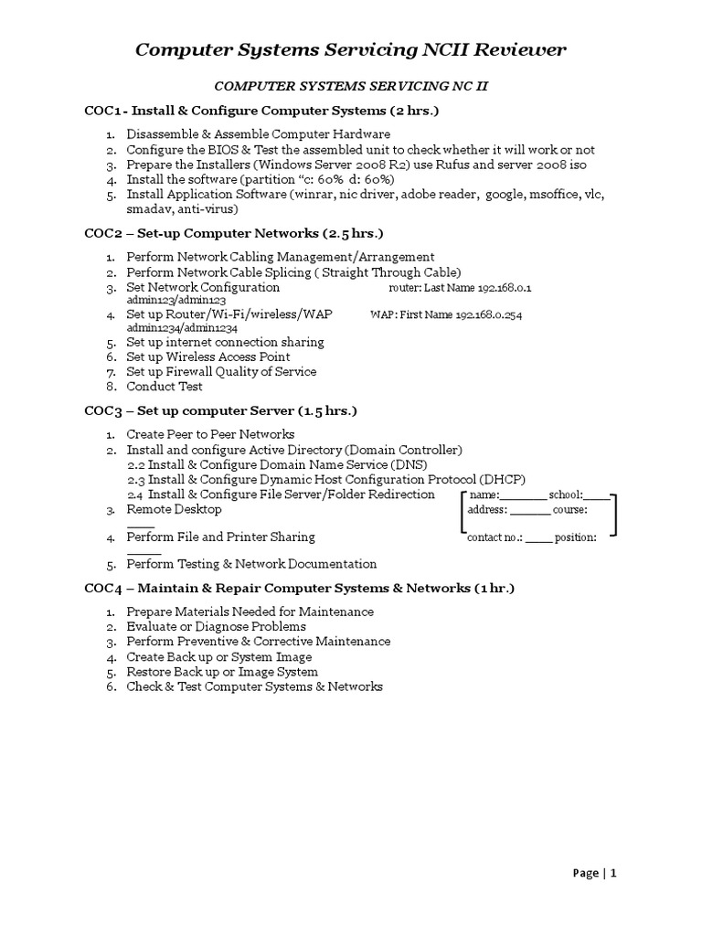 Reviewer CSS NCII | PDF | Group Policy | Remote Desktop Services