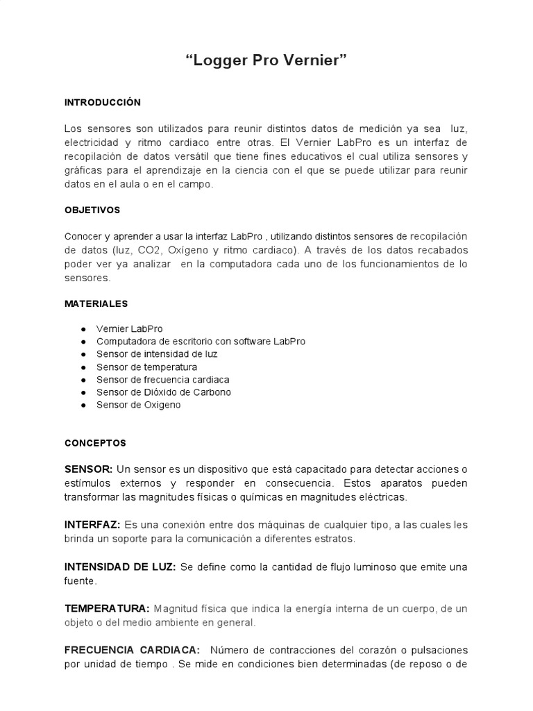 Logger Pro Vernier | PDF | Sensor | Corriente eléctrica