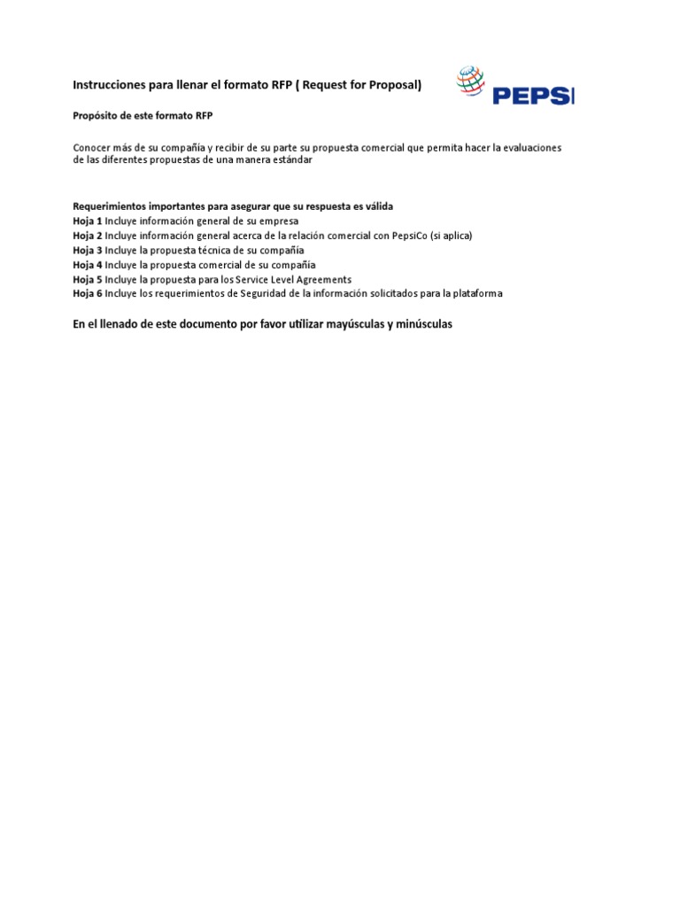 Formato RFI | PDF | Pepsi Co | Información