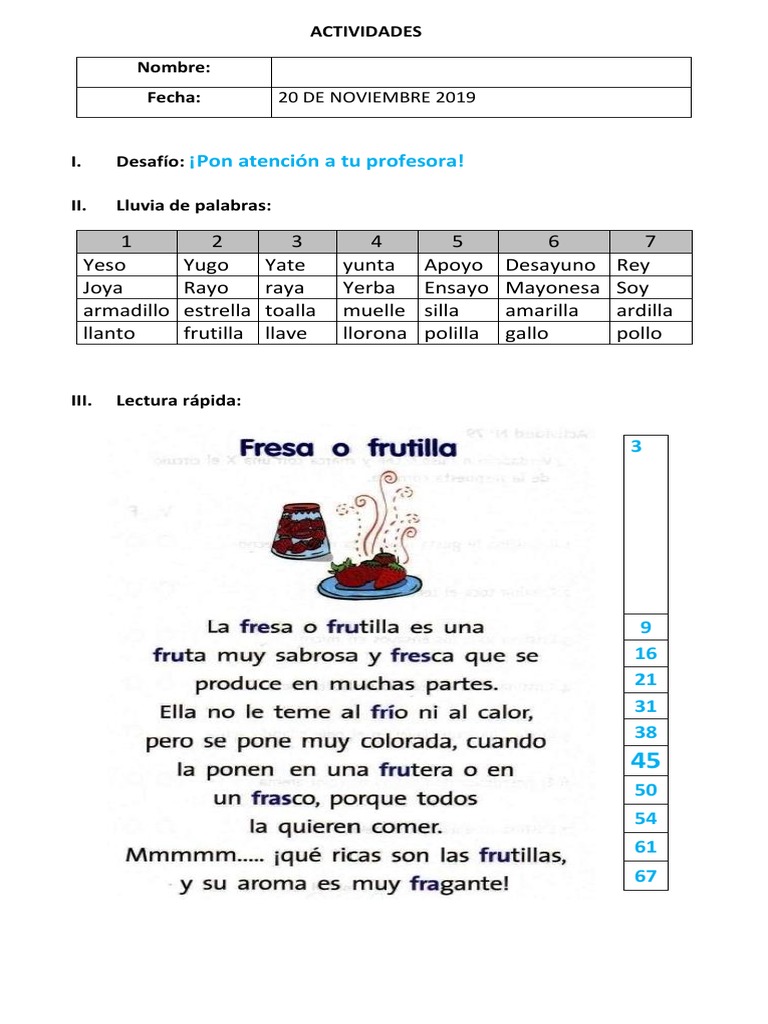 Guía de Actividades para Comprensión y Fluidez Lectora | PDF | Naturaleza