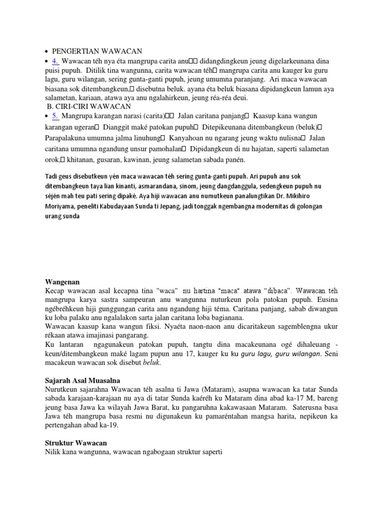 Pengertian Wawacan | PDF