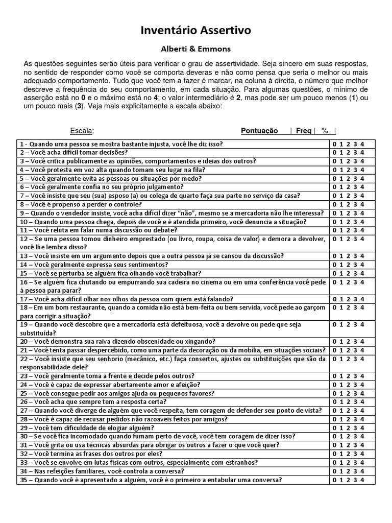 Escala de Assertividade | PDF
