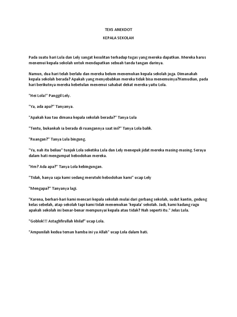 Contoh Teks Anekdot | PDF