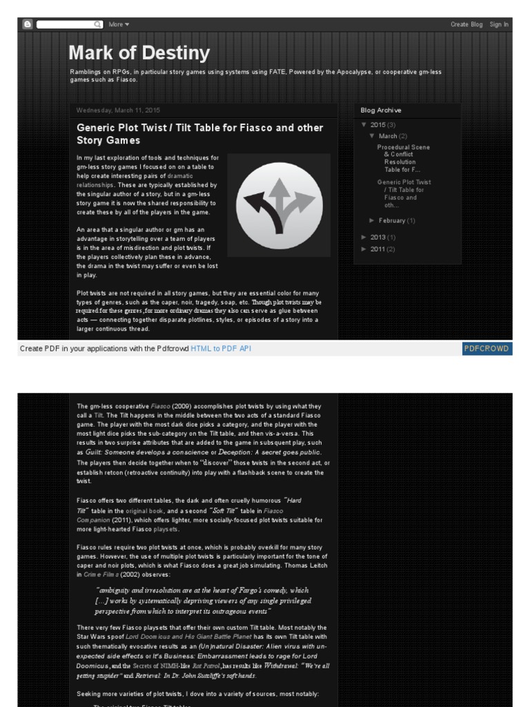 WWW Markofdestiny Com 2015 03 Generic Plot Twist Tilt Table | PDF | Leisure