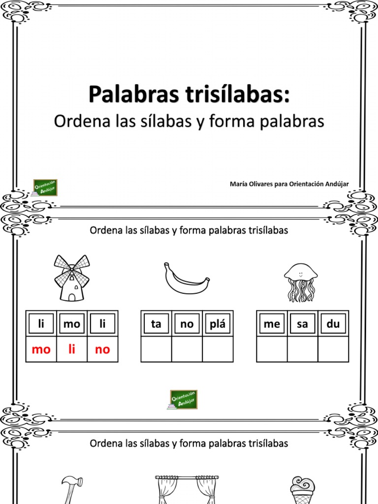 Formar Palabras Trisilabas | PDF | Artes del Lenguaje y Comunicación