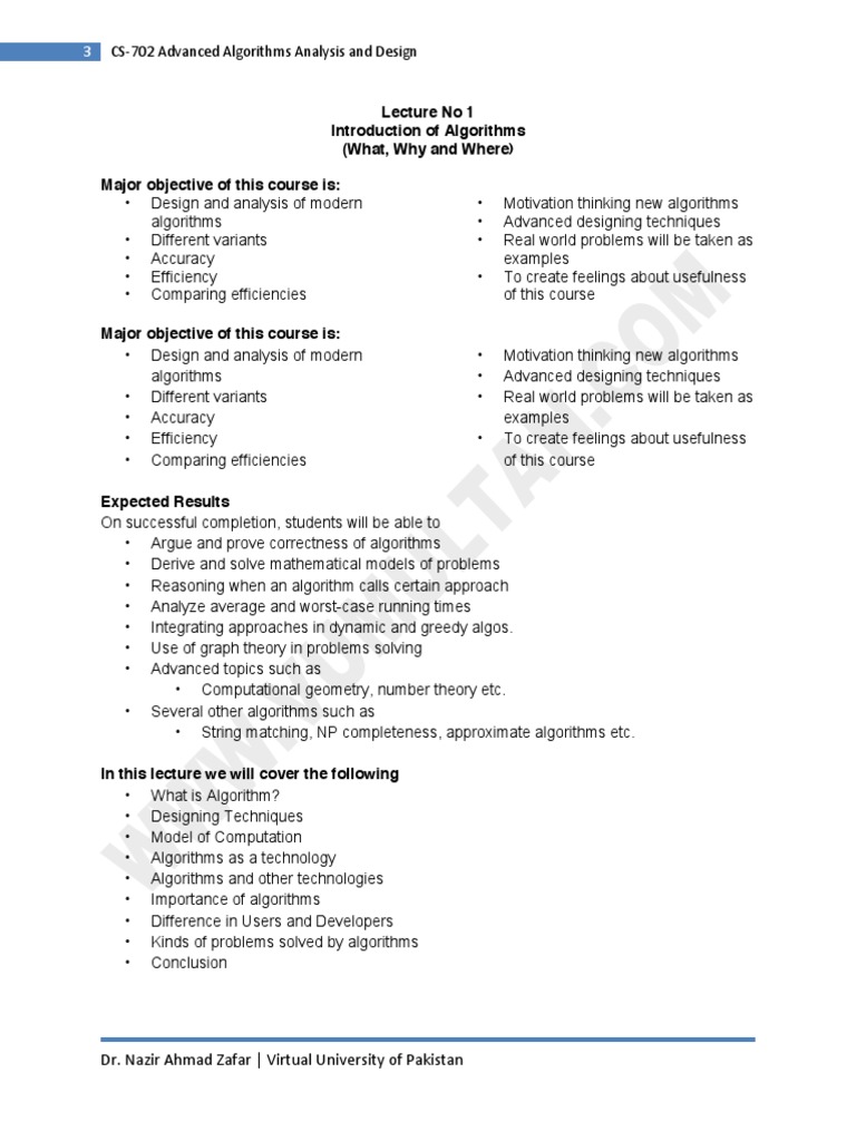 CS702 Handouts Lecture 1 | PDF | Time Complexity | Algorithms