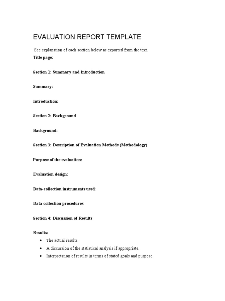 Evaluation Report Template | PDF | Benchmarking | Evaluation
