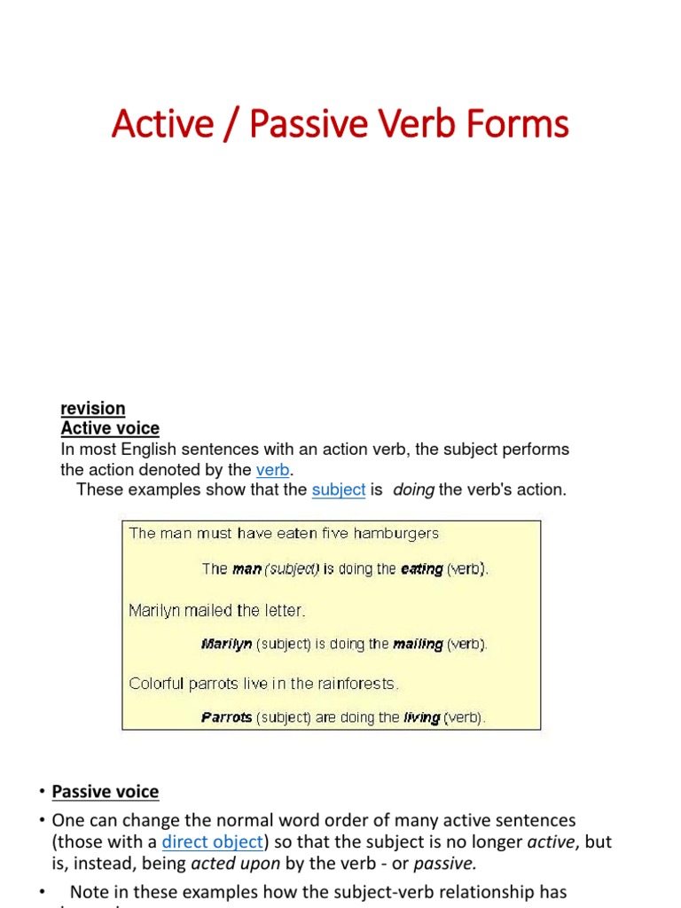 Active and Passive Voice | PDF | Verb | Subject (Grammar)