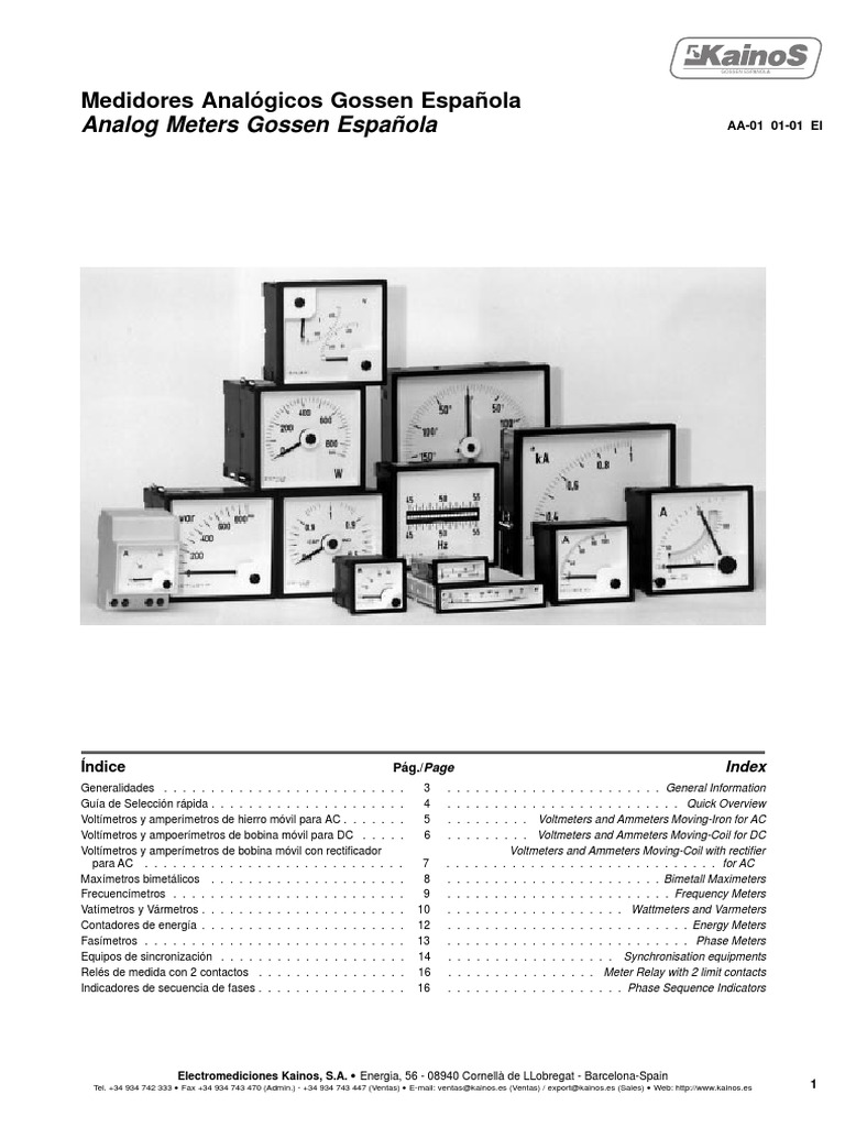 Gossen - Indicadores Analógicos PDF | PDF | Electromagnetismo | Cantidad