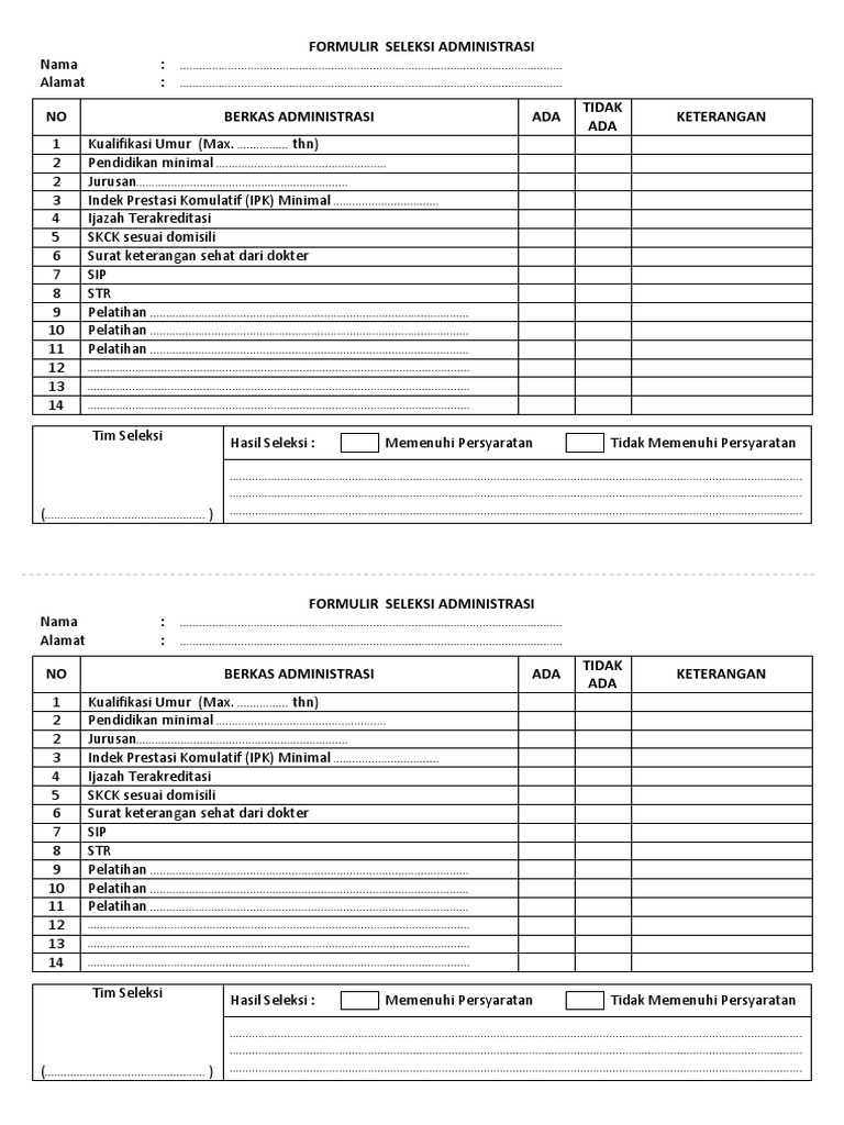 Seleksi Administrasi Karyawan | PDF