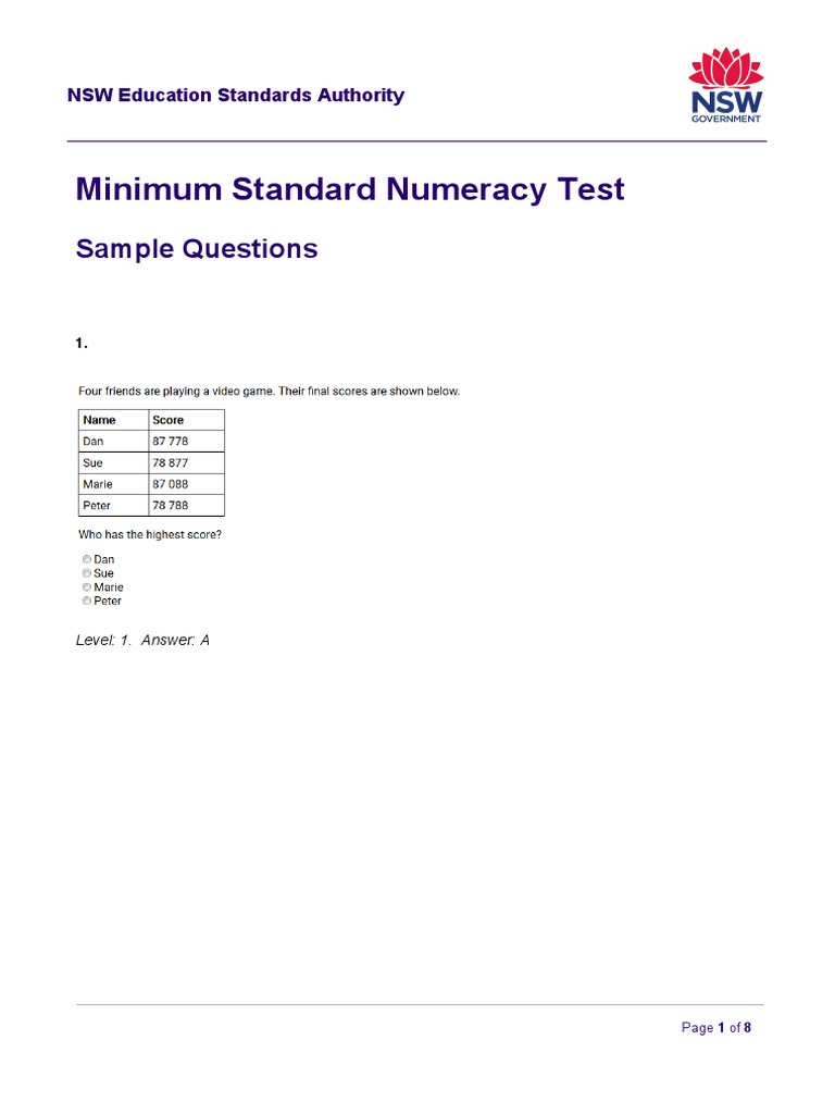 Sample Numeracy Questions With Answers PDF | PDF