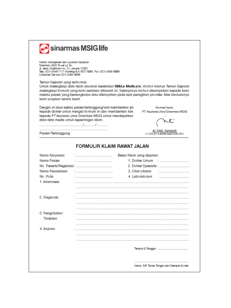 Formulir Klaim - Rawat Jalan | PDF