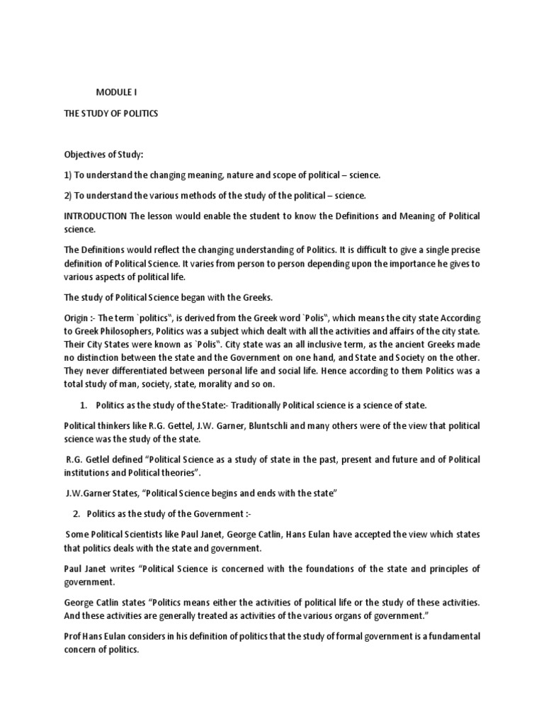 Study Material Political Science-I | PDF | Political Science ...