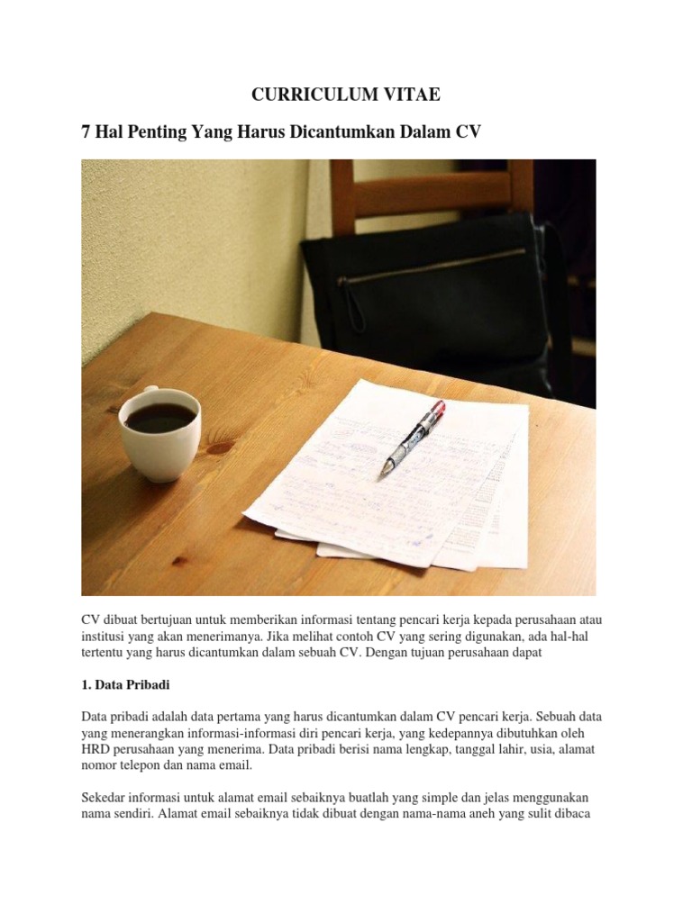 Curriculum Vitae Dan Contoh Format | PDF