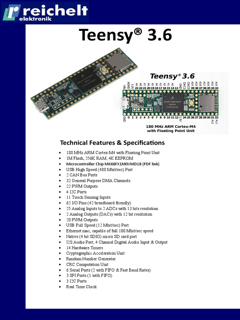 Teensy 3.6 PDF | PDF | Analog To Digital Converter | Digital Electronics