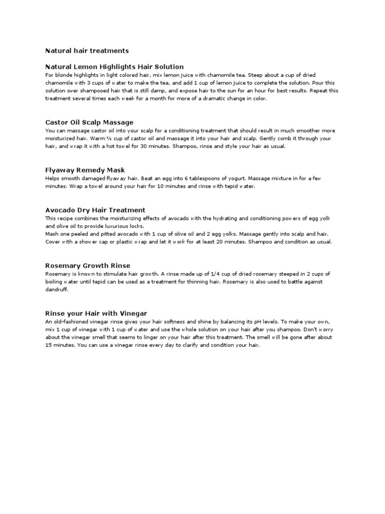 DIY Natural Hair Treatments Guide | PDF | Wellness