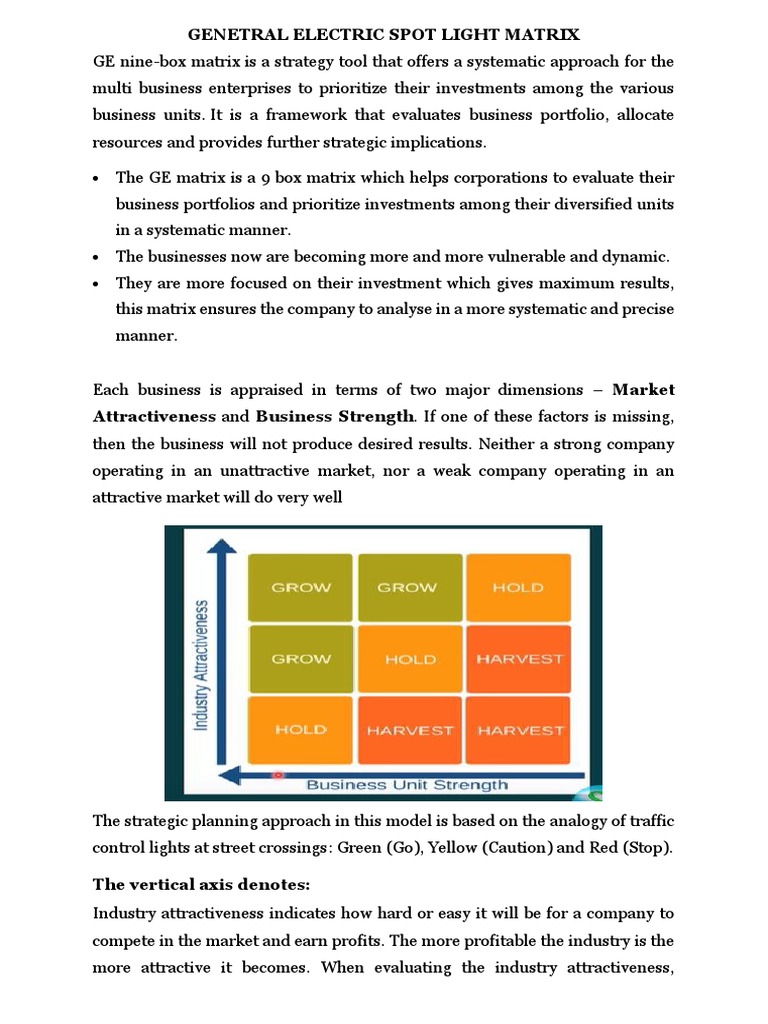 Genetral Electric Spot Light Matrix | PDF | Competitive Advantage ...