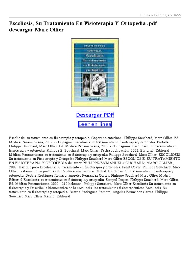 Escoliosis Su Tratamiento en Fisioterapia Y Ortopedia PDF | PDF